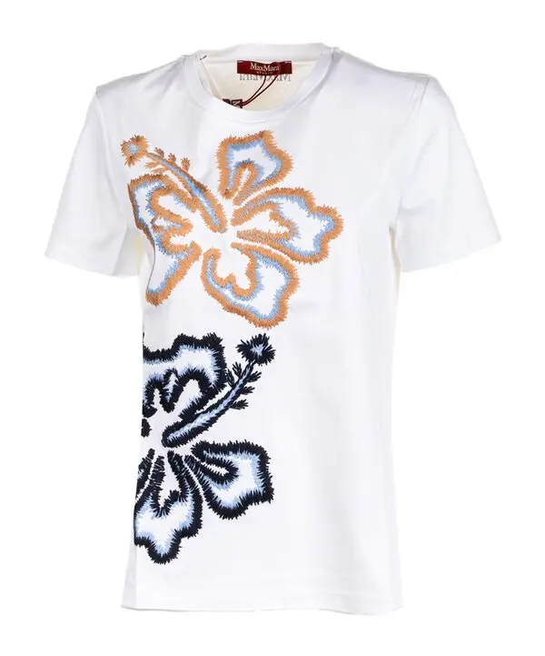 Max Mara Embroidered Floral Crewneck T-shirt - White