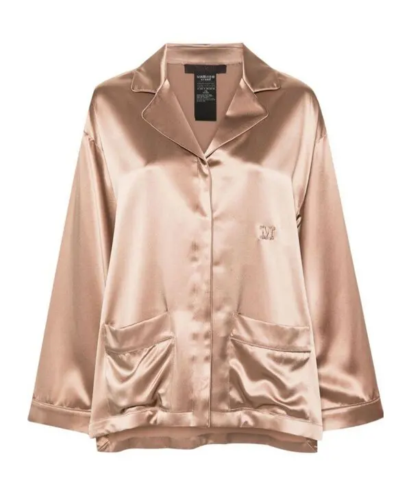 Max Mara Logo Embroidered Pajama Shirt - Nude