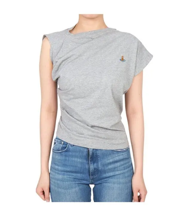 VIVIENNE WESTWOOD Asymmetrical Short-sleeved T-shirt - Mixed Gray