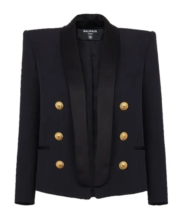 Balmain Double-breasted Jacket With Satin Lapels - No