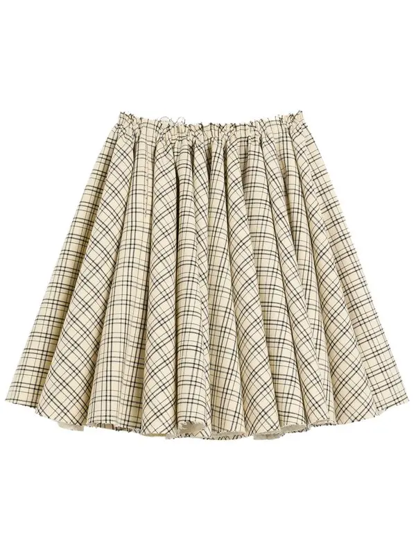 AMI Paris Checked Skirt - Nude