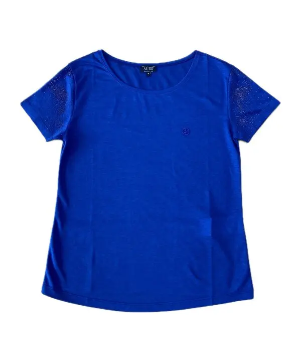 Emporio Armani Embellished Short Sleeve T-shirt - Blue