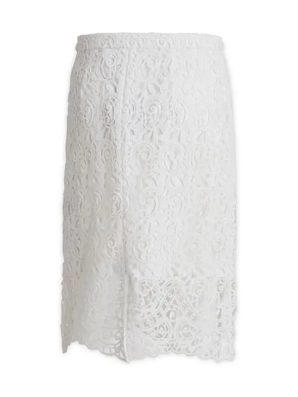 Burberry Lace Detailed Pencil Skirt - Light White