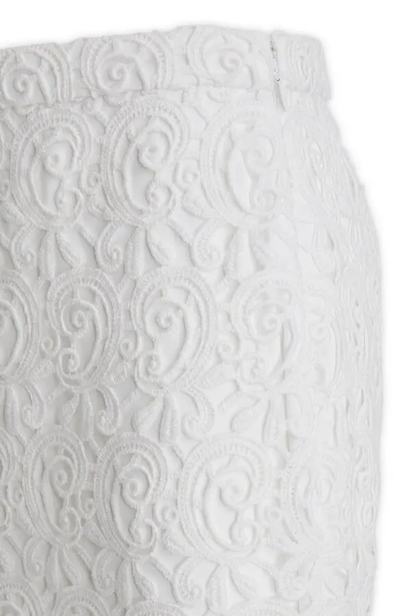 Burberry Lace Detailed Pencil Skirt - Light White