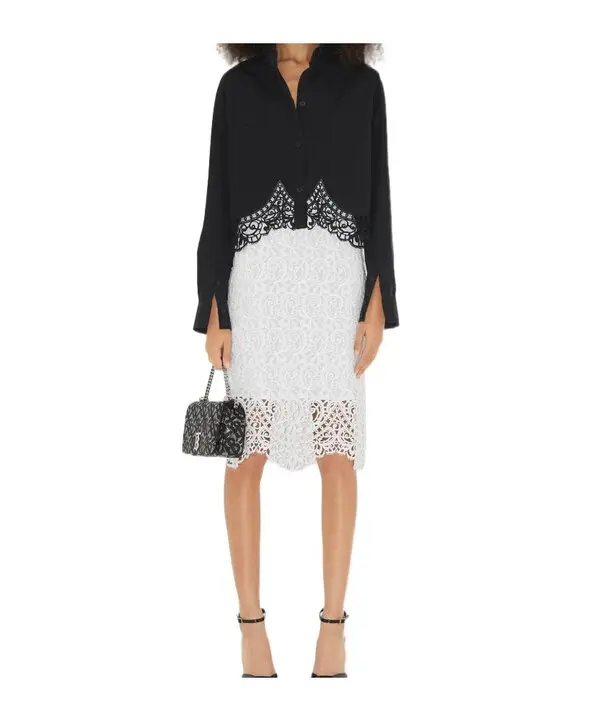 Burberry Lace Detailed Pencil Skirt - Light White