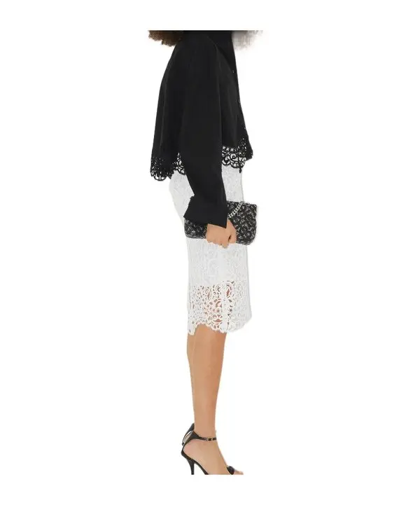 Burberry Lace Detailed Pencil Skirt - Light White