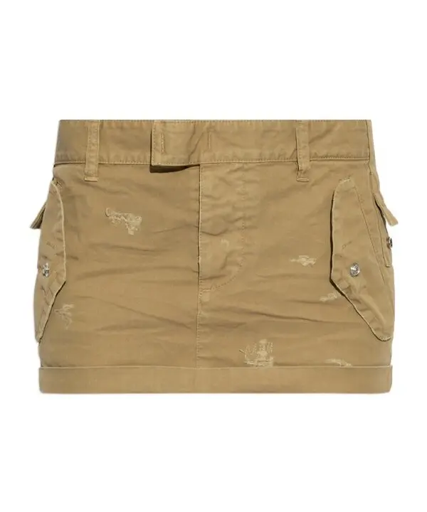 Dsquared2 Mini Skirt With Distressed Details - Beige
