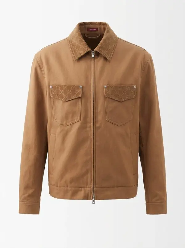 Gucci Long-sleeved Zip-up Jacket With Classic Collar - Camel