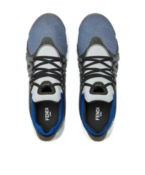 Fendi Lace-up Sneakers With Translucent Rubber Details - Blue