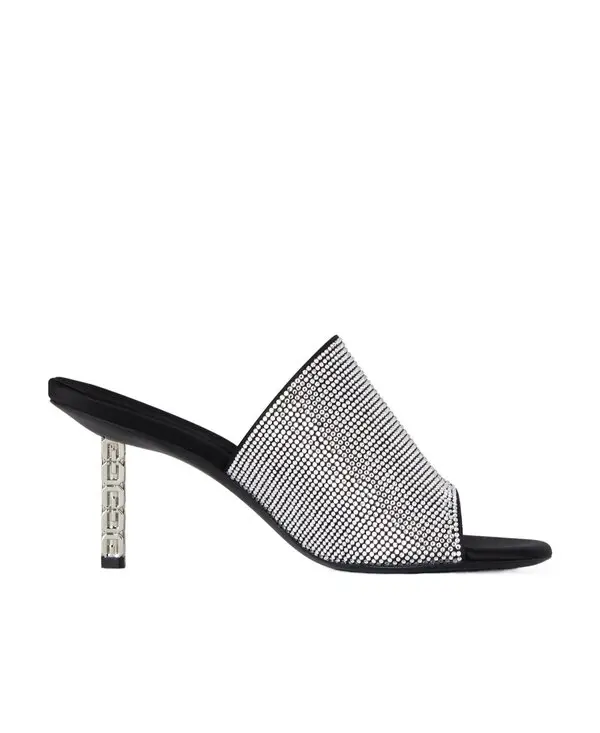Givenchy G Cube Satin Mules With Strass Embellishment