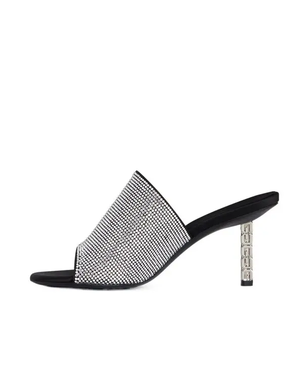 Givenchy G Cube Satin Mules With Strass Embellishment