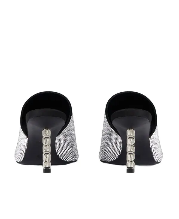 Givenchy G Cube Satin Mules With Strass Embellishment