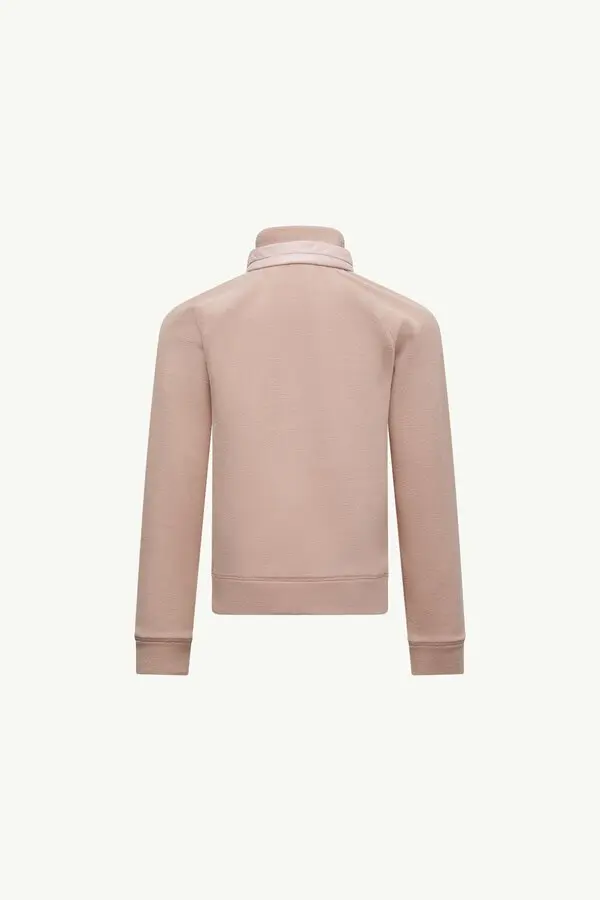 Moncler Half-zip Fleece Sweatshirt With Stand Collar And Logo - Pink