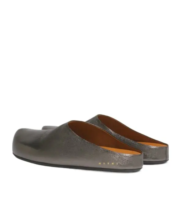 Marni Metallic Nappa Leather Sabots - Anthracite