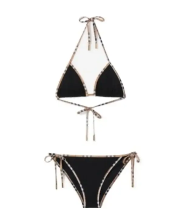 Burberry Checked Trim Two-piece Swimsuit - Black