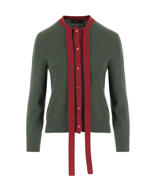 Gucci Knit Wool Cashmere Cardigan With Web Detail