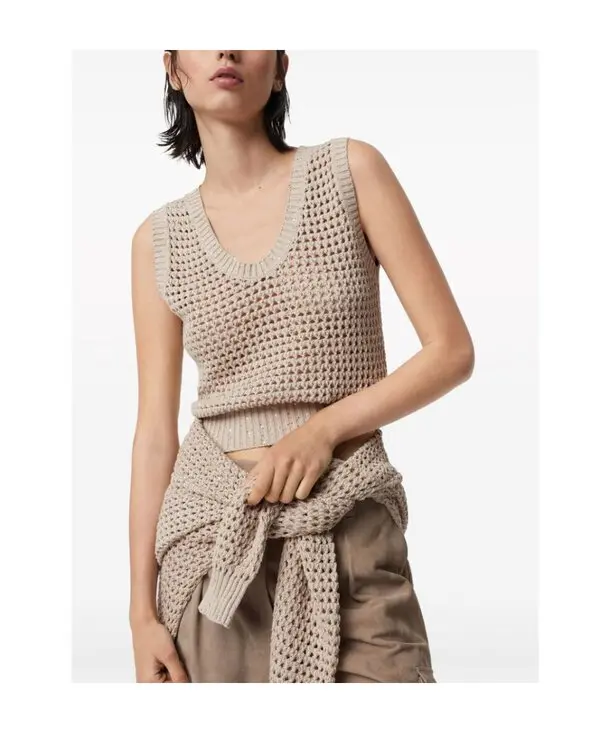 Brunello Cucinelli Sequin Embellished Open Knitted Vest