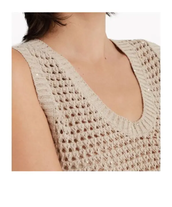 Brunello Cucinelli Sequin Embellished Open Knitted Vest
