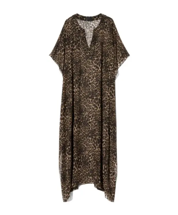 NILI LOTAN Leopard Print V-neck Dress