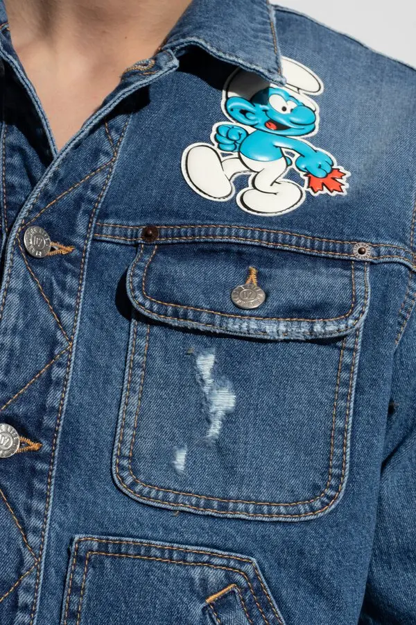 Dsquared2 Denim Jacket With Smurf Graphic
