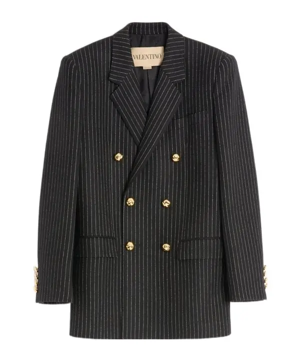 Valentino Garavani Double-breasted Striped Blazer
