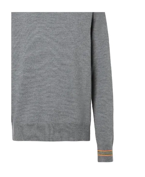 Burberry Icon Stripe Trim Crew Neck Pullover