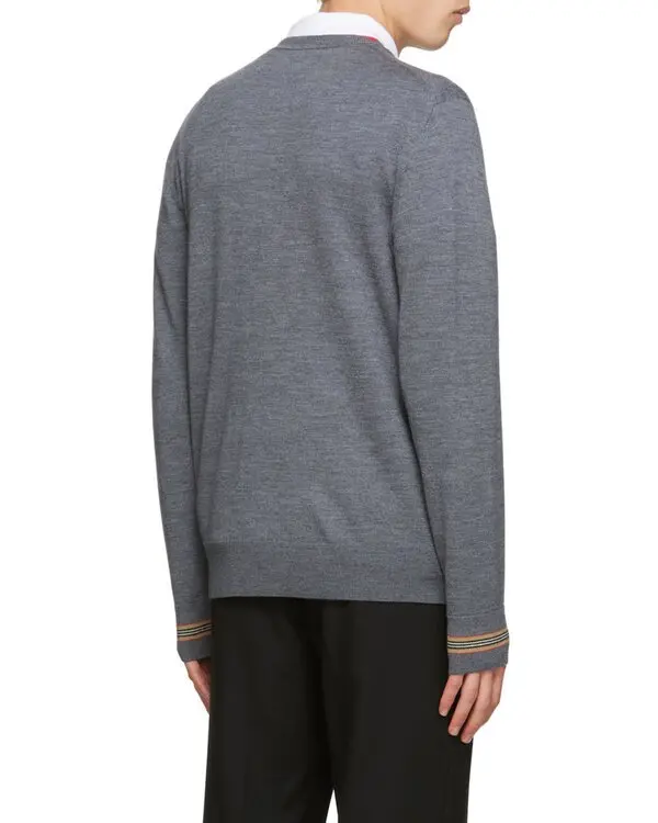 Burberry Icon Stripe Trim Crew Neck Pullover