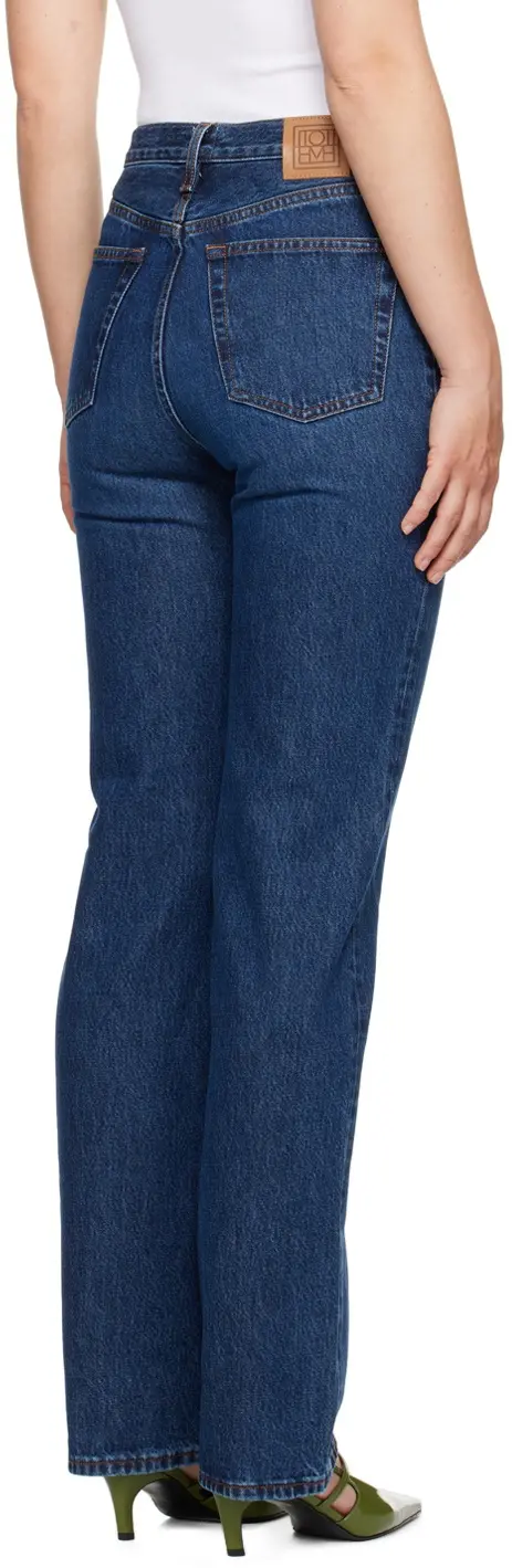 TOTEME High-waisted Straight Leg Jeans With Logo Patch