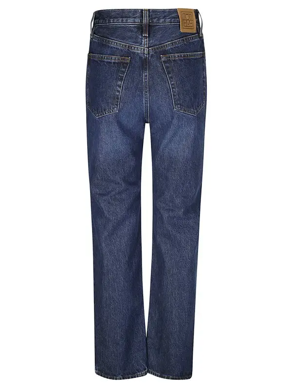 TOTEME High-waisted Straight Leg Jeans With Logo Patch