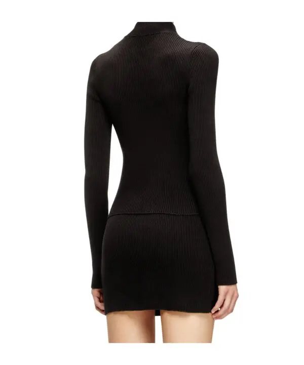 DIESEL® Ribbed Zip-front Long Sleeve Top With Cargo Pockets - Black