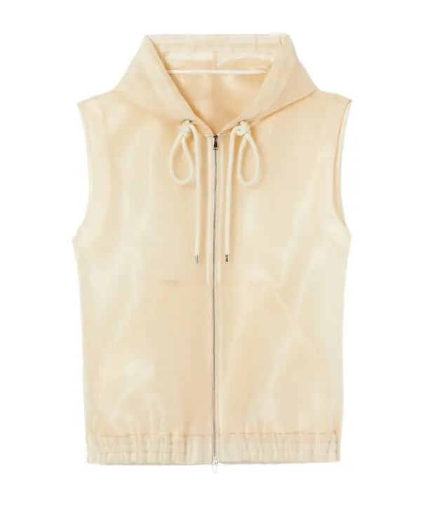 Plan C Hooded Zipper Vest - Nude