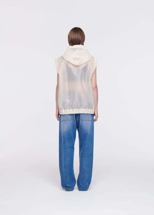 Plan C Hooded Zipper Vest - Nude