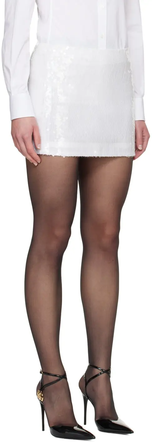 Dolce & Gabbana Sequin Embellished Mini Skirt - White