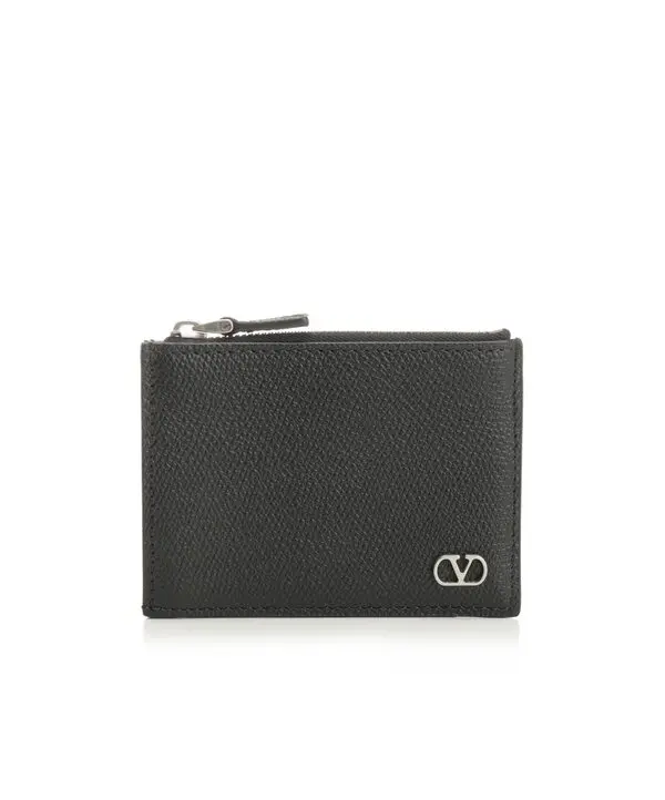 Valentino Garavani Vlogo Signature Zip-up Wallet - Black