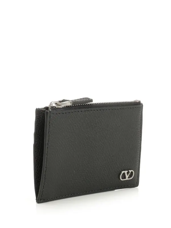 Valentino Garavani Vlogo Signature Zip-up Wallet - Black