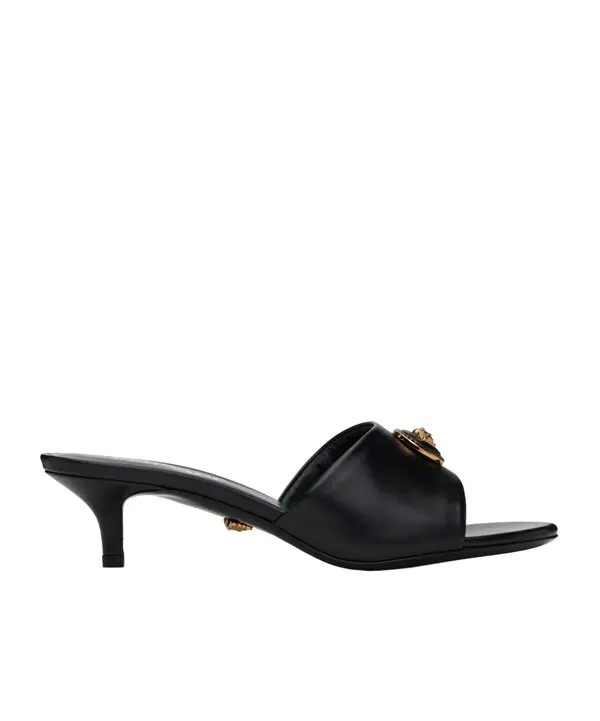 Versace Alia High Heel Open Toe Sandals With Medusa Hardware