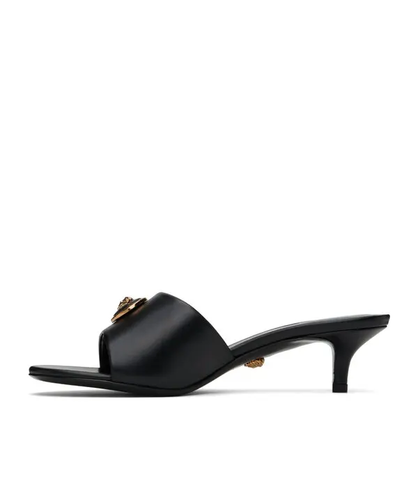 Versace Alia High Heel Open Toe Sandals With Medusa Hardware