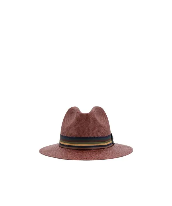 Max Mara Logo Plaque Panama Hat - Red