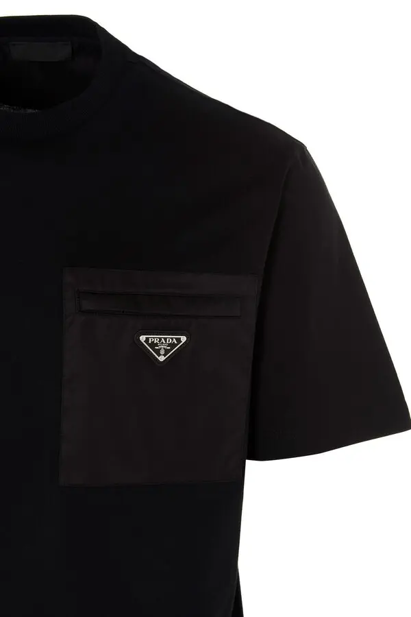 Prada Logo Patch Pocket T-shirt - Black