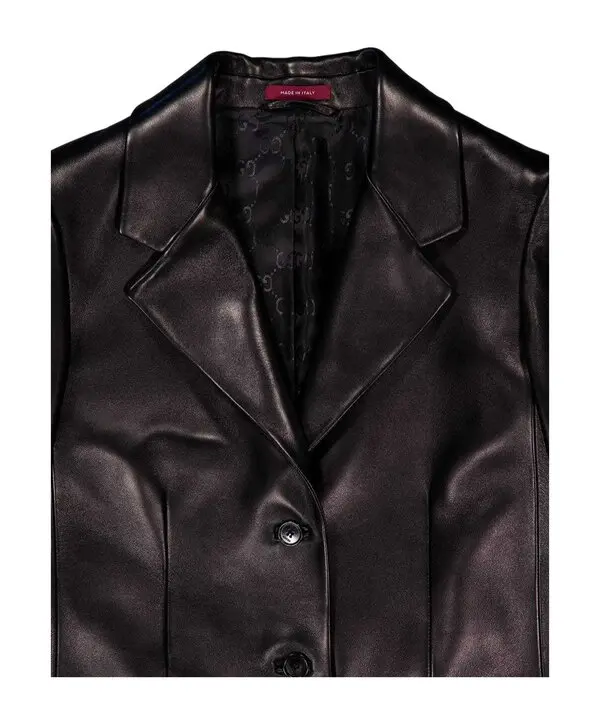 Gucci Shiny Leather Single-breasted Jacket