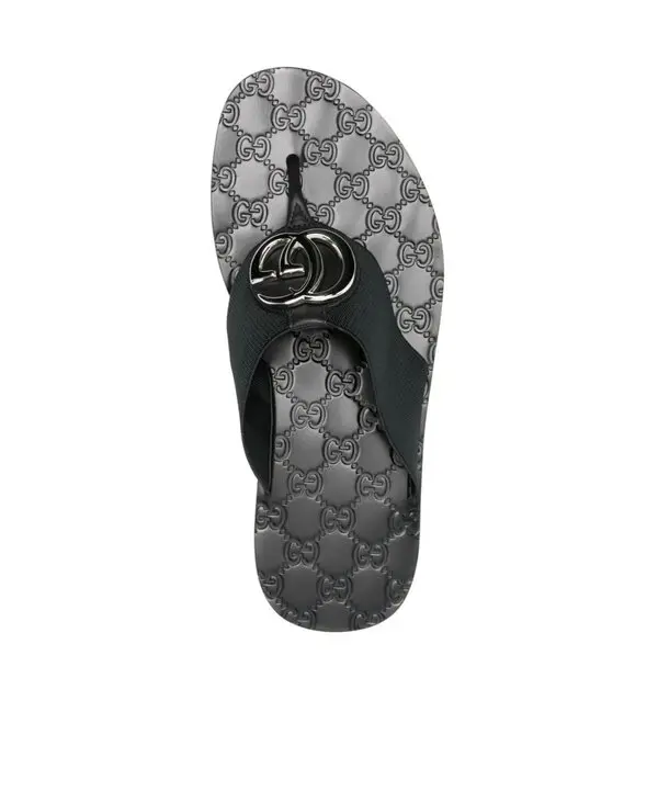 Gucci Embossed Gg Leather Thong Sandals