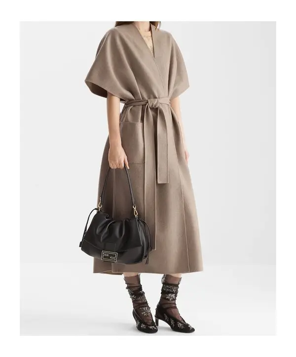 Fendi Short Sleeved V-neck Belted Coat