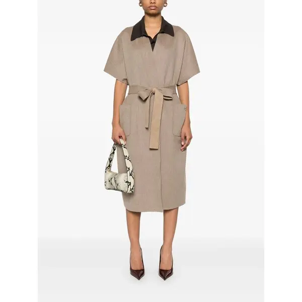 Fendi Short Sleeved V-neck Belted Coat