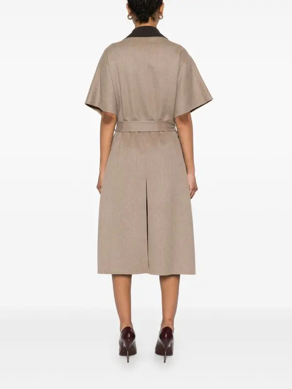 Fendi Short Sleeved V-neck Belted Coat