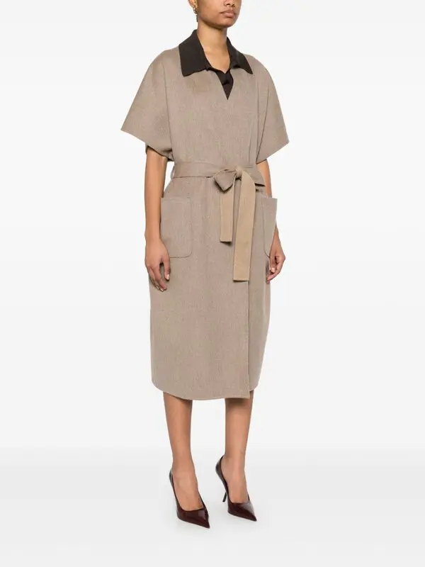 Fendi Short Sleeved V-neck Belted Coat