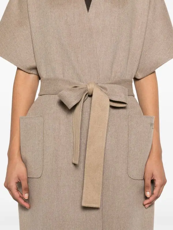 Fendi Short Sleeved V-neck Belted Coat