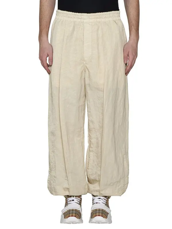 Burberry Crinkled Elasticated Waistband Wide-leg Track Pants - Soap Color