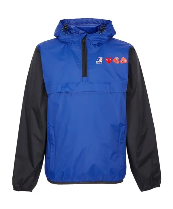 Play Comme Des Garcon X K-way Colour-block Hooded Anorak - Blue