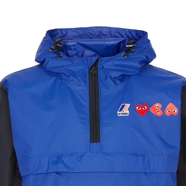 Play Comme Des Garcon X K-way Colour-block Hooded Anorak - Blue