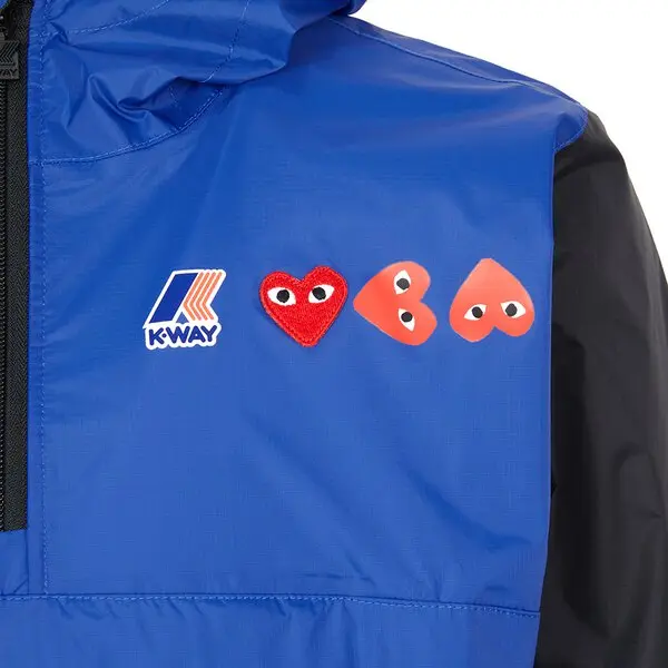 Play Comme Des Garcon X K-way Colour-block Hooded Anorak - Blue